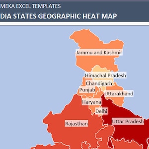 India Geographic Heat Map | Excel Template | Density Map | Automatic ...