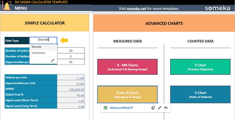 Six Sigma Calculator Google Sheets Template | Process Capability ...