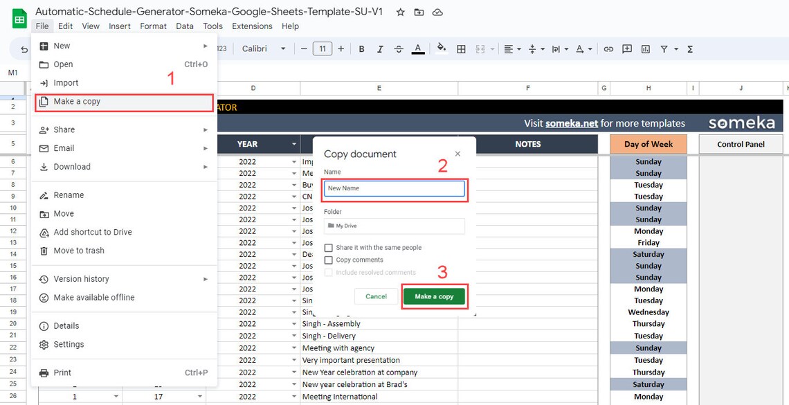 Automatic Schedule Generator Google Sheets Template | Google Scheduler ...