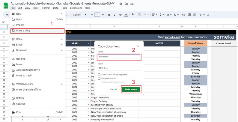 Automatic Schedule Generator Google Sheets Template | Google Scheduler ...