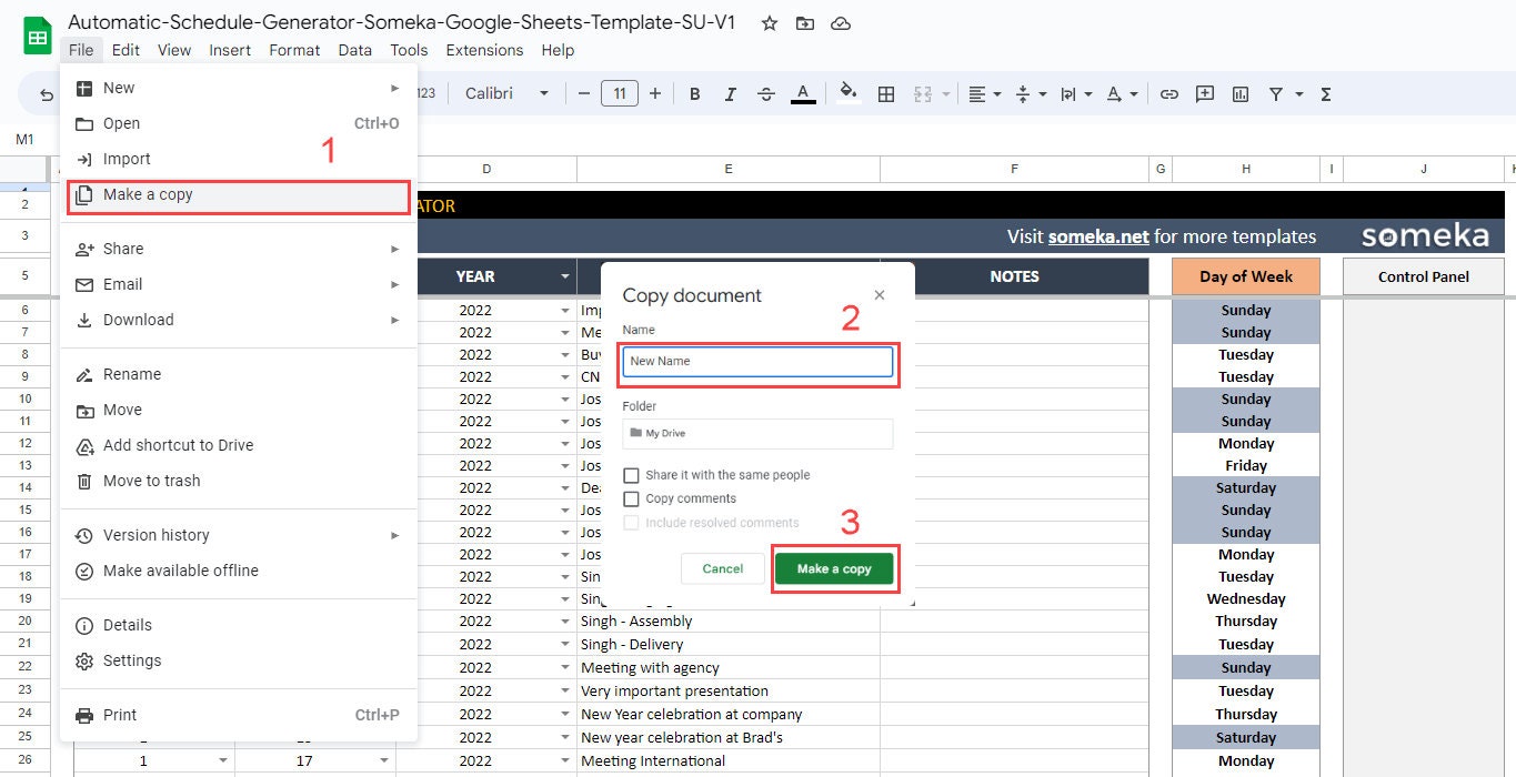 Automatic Schedule Generator Google Sheets Template | Google Scheduler ...