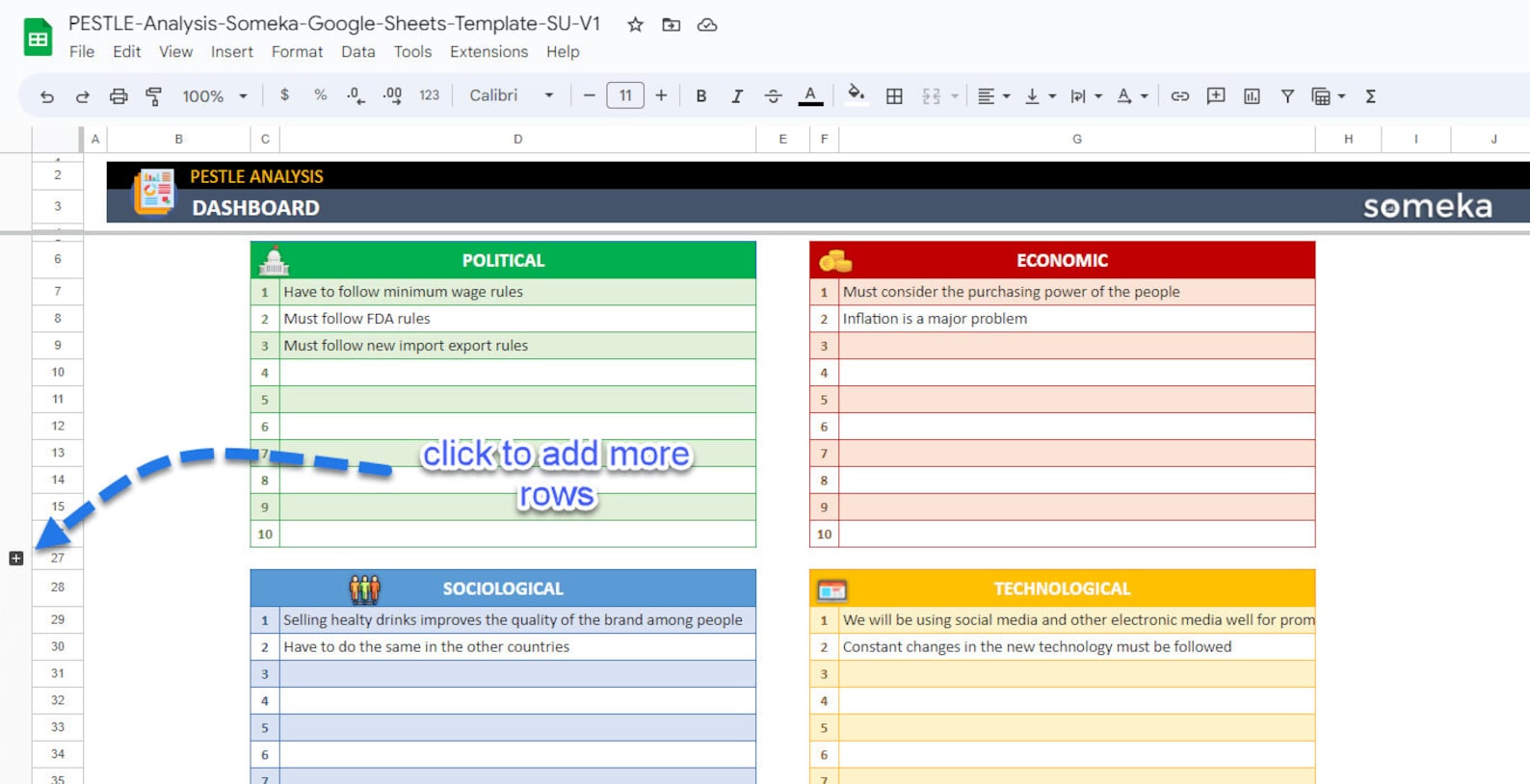 PESTLE Analysis Template Google Sheets Business Analysis Tool PESTLE ...