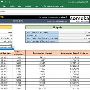 Savings Interest Calculator: Simple & Compound Interest (excel ...