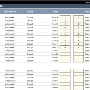 Tournament Fixture Generator: Excel Template, Sports Elimination ...