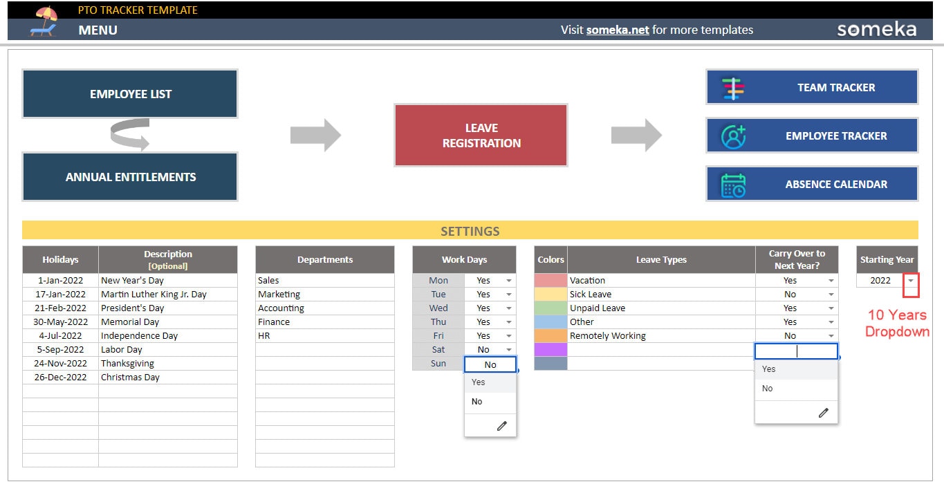 PTO Tracker Google Sheets Template: Employee Leave Calendar - Etsy
