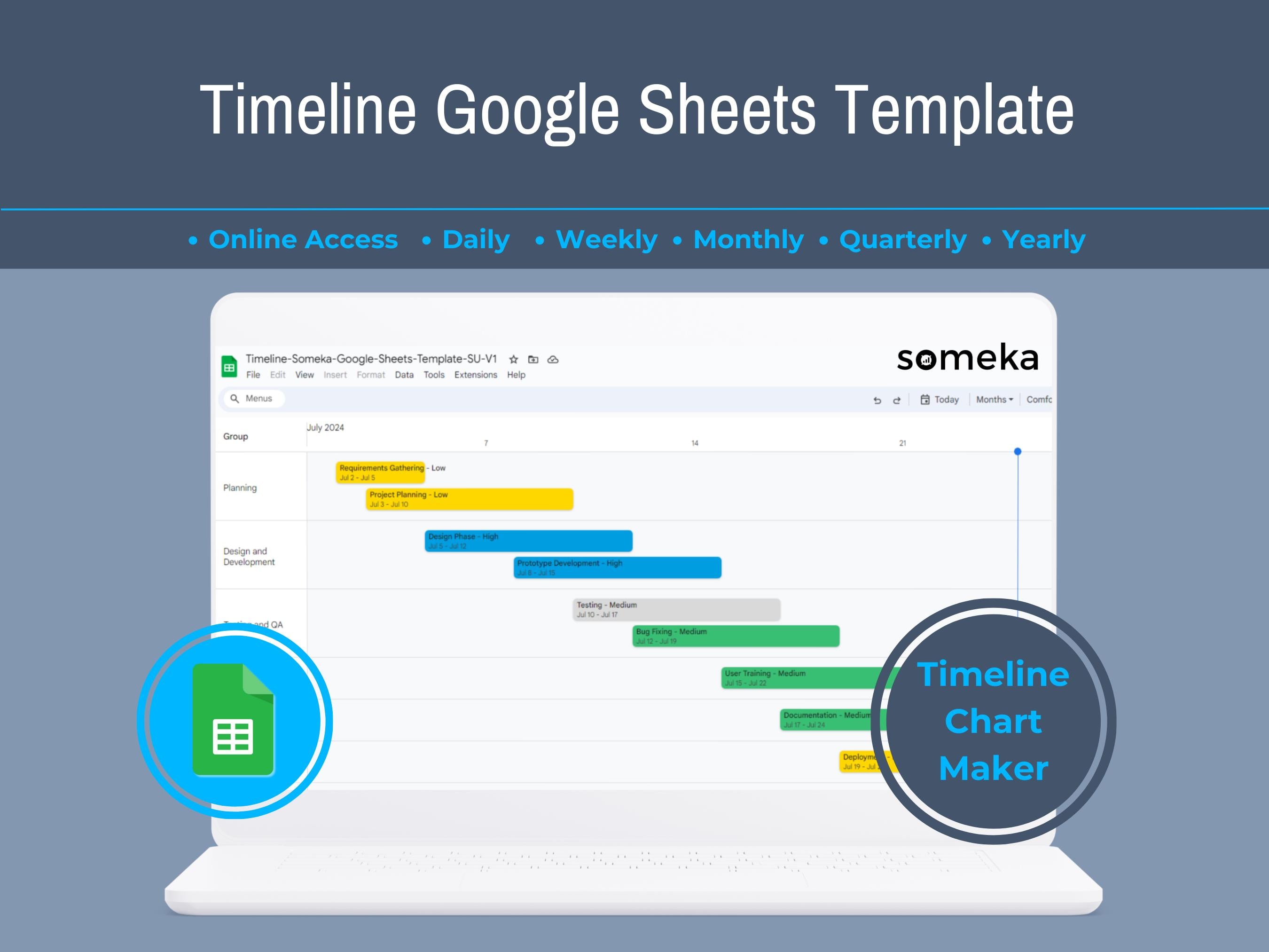 Timeline Template | Google Sheets Template | Project Timeline | PM ...