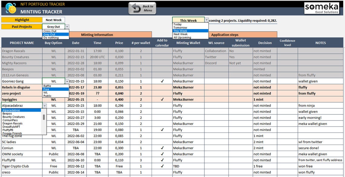 NFT Wallet Tracker Excel Template Excel Template Manage Your ...