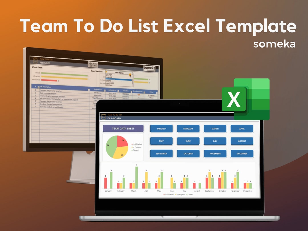Team to Do List Excel Template: Task Tracker & Dashboard - Etsy