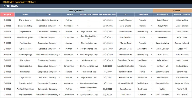 Customer Database | Google Sheets Template | Manage Your Customer ...