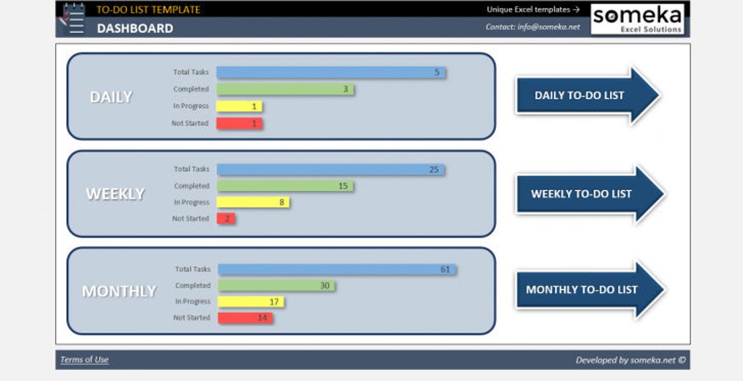 Daily-weekly-monthly Task List Template | Excel Template | Excel Task ...