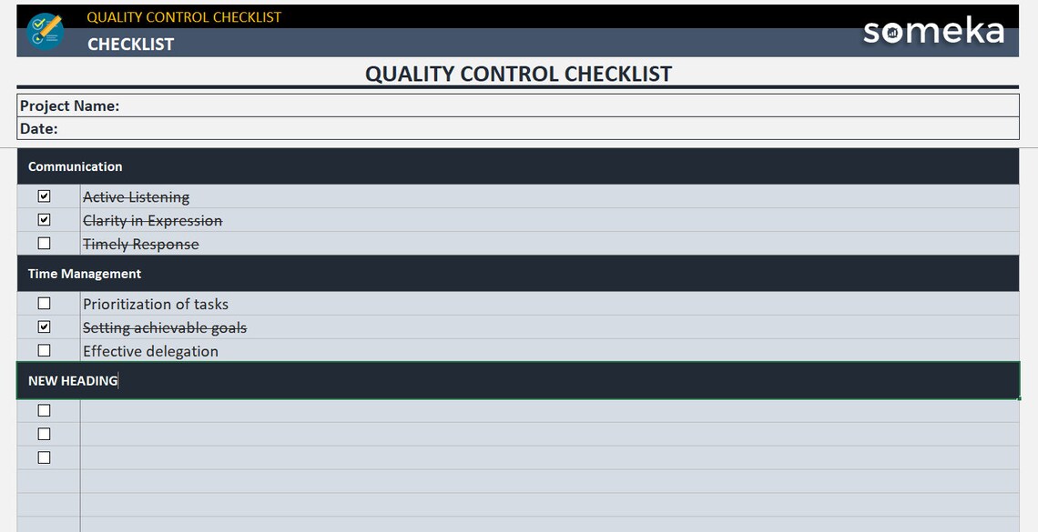 Quality Control Checklist | Excel Template | QA Checklist | Printable ...