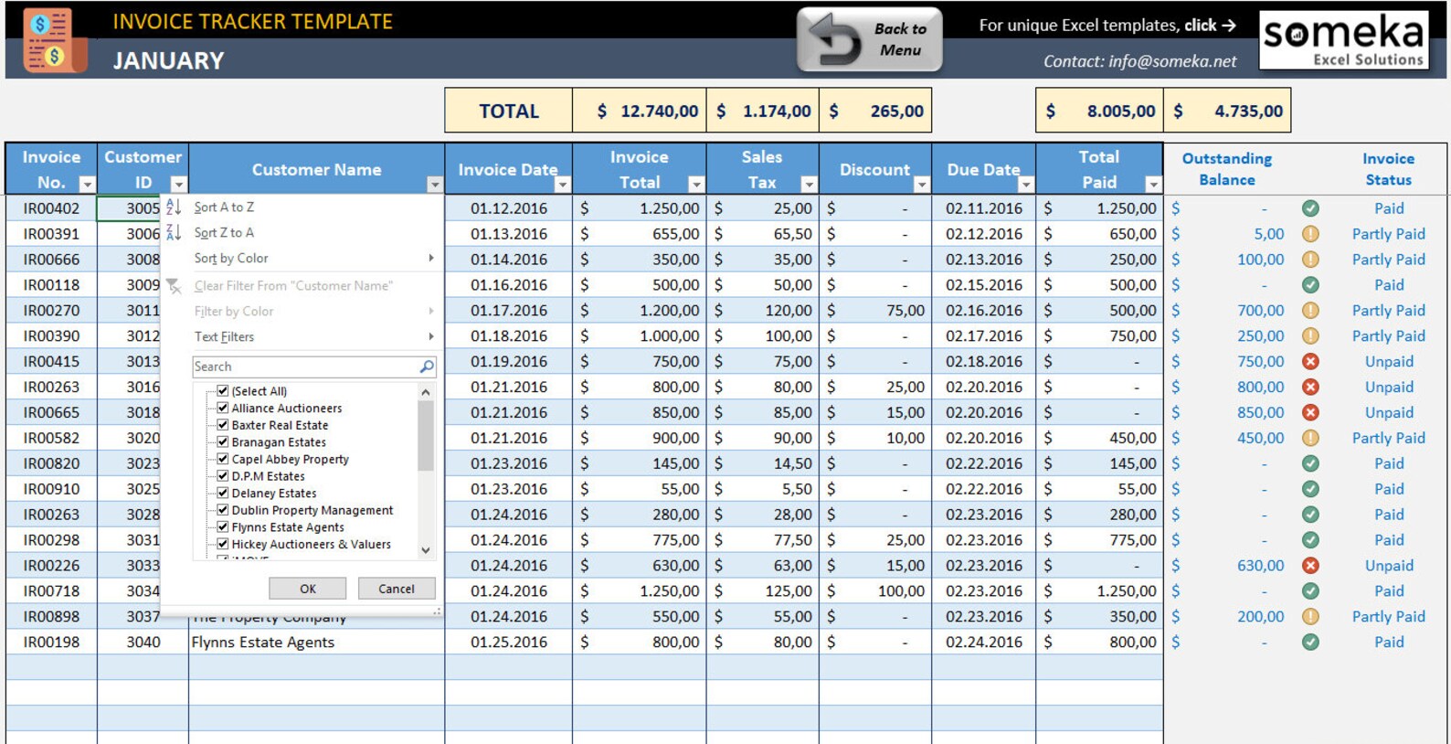 Invoice Tracker Template Excel