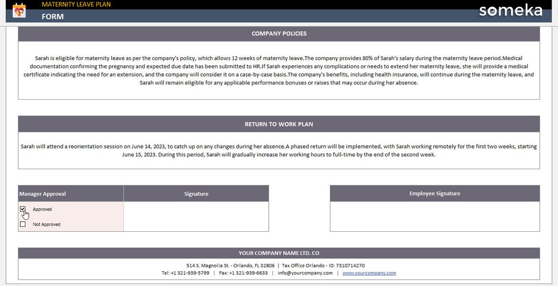 Maternity Leave Plan | Excel Template | Editable and Printable Form ...