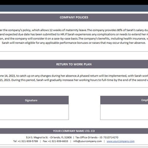 Maternity Leave Plan | Excel Template | Editable and Printable Form ...