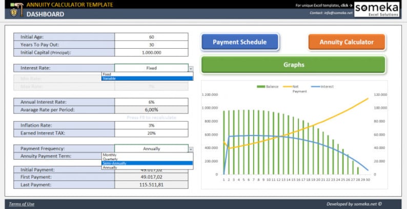 Annuity Calculator: Payment Schedule Excel Template - Etsy