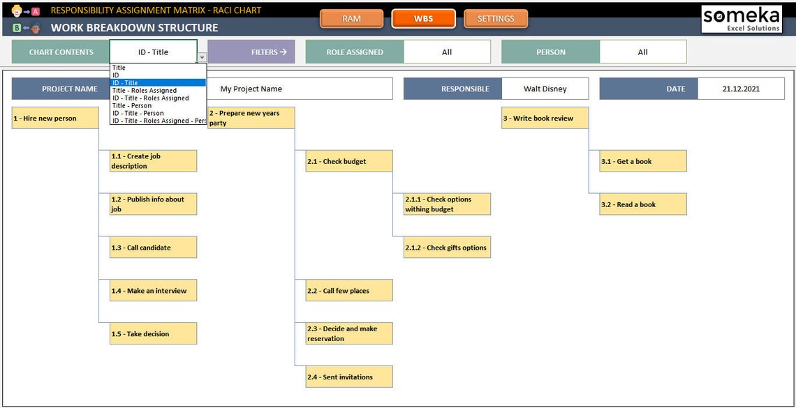 Responsibility Assignment Matrix | RACI Chart | Excel Template ...