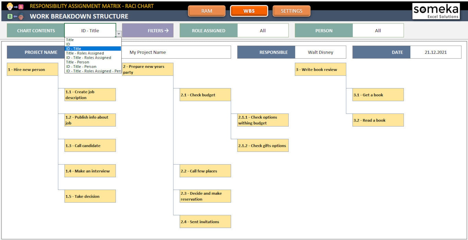 Responsibility Assignment Matrix | RACI Chart | Excel Template ...
