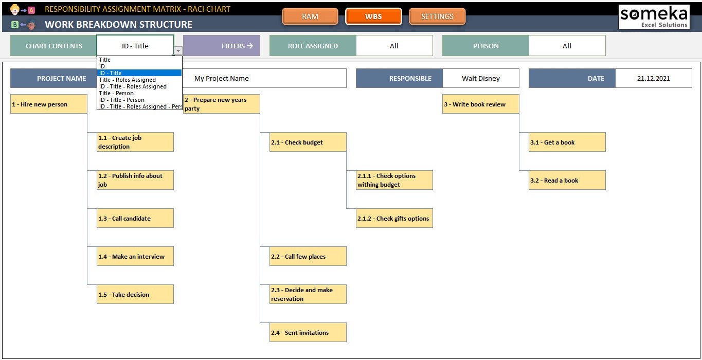 Responsibility Assignment Matrix | RACI Chart | Excel Template ...