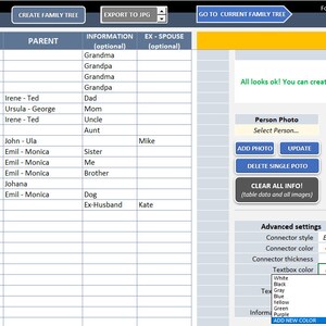 Family Tree Maker: Excel Template With Photo Upload - Etsy
