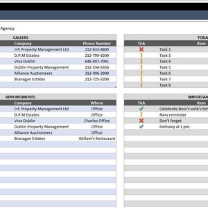 Executive Assistant Daily Checklist Excel Template: Printable Business ...