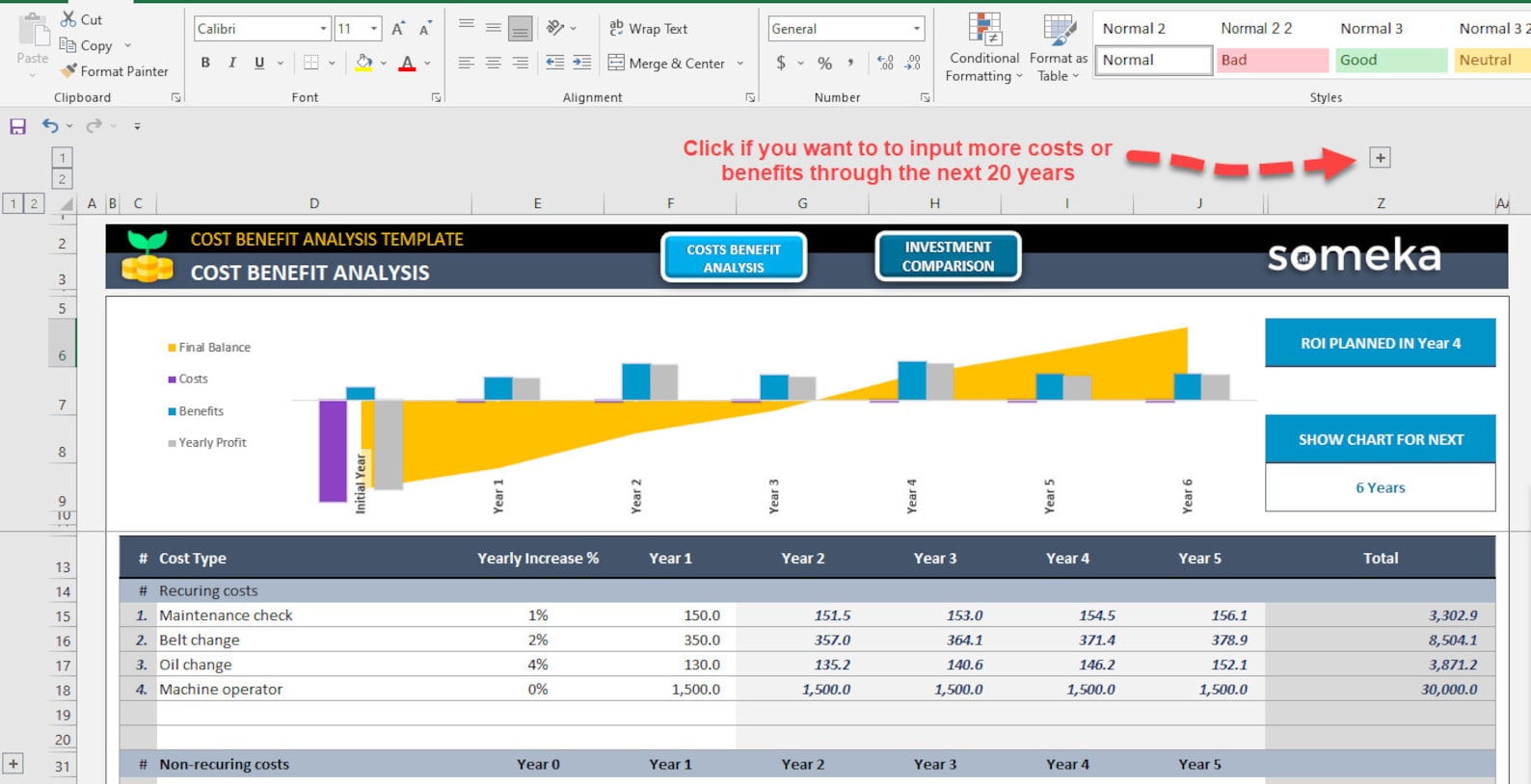 Cost Benefit Analysis Excel Template: Investment Comparison Spreadsheet ...