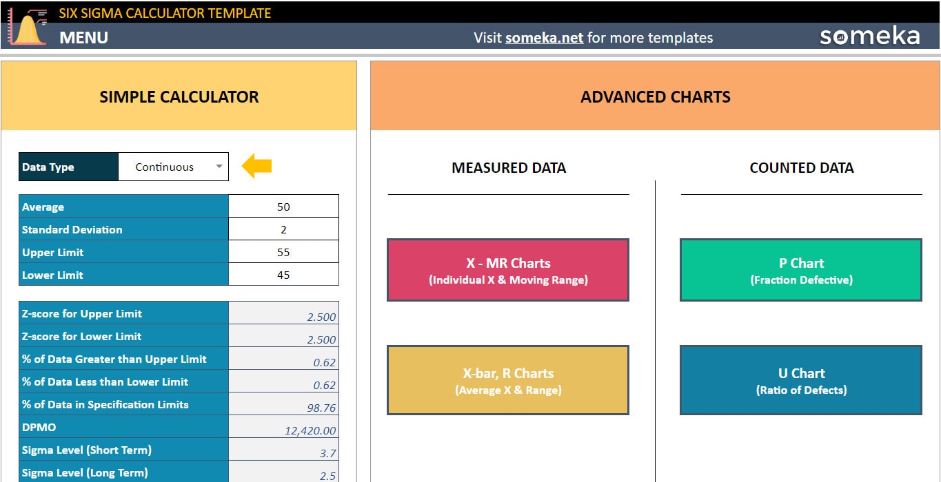 Process Capability Excel Template