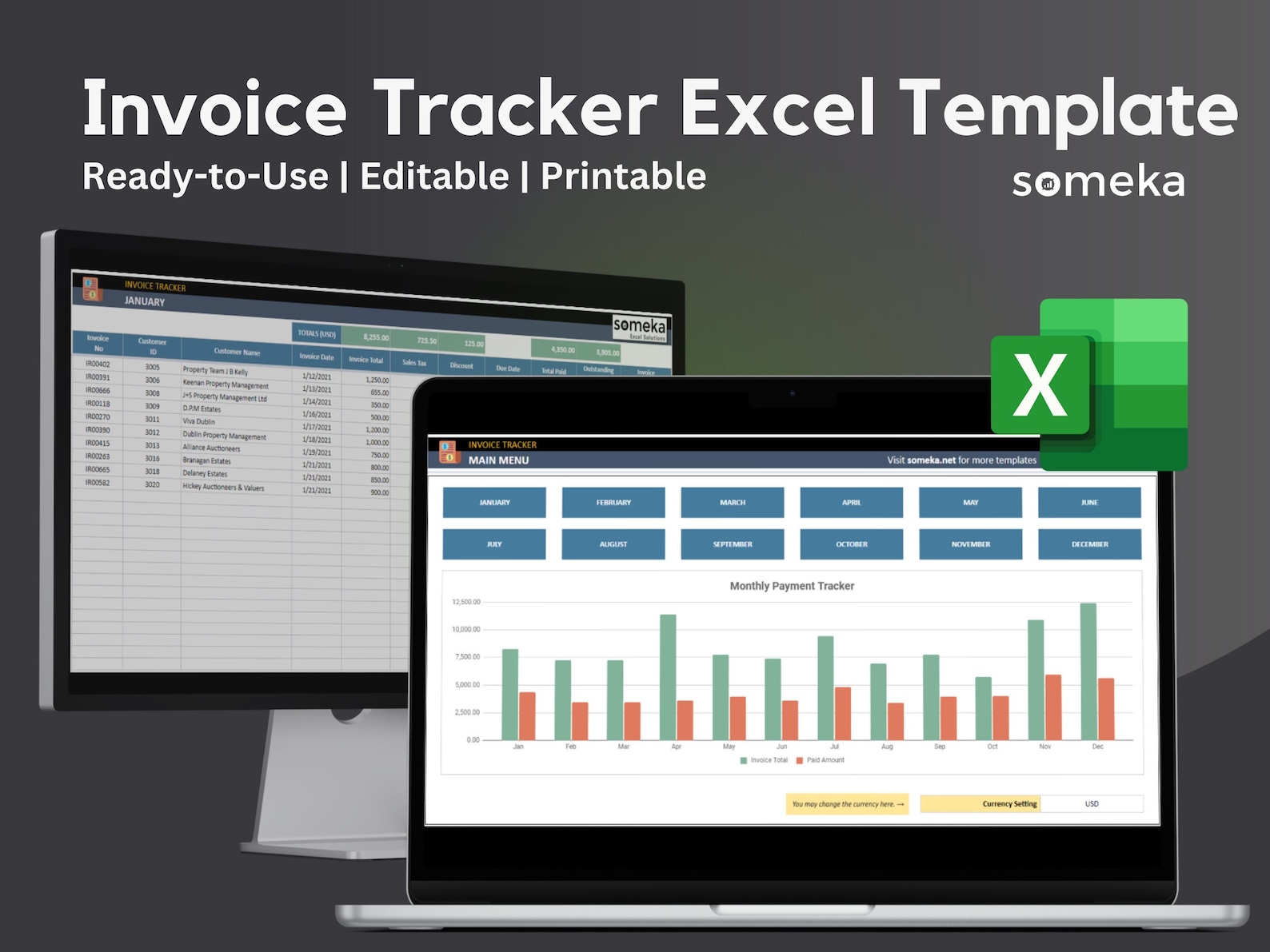Invoice Tracker | Printable Spreadsheet | Invoice Spreadsheet ...