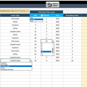 Employee Leave Tracker & Vacation Planner Excel Template Absence ...