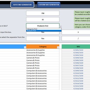 Excel SKU Generator Template: Customizable Inventory Management - Etsy