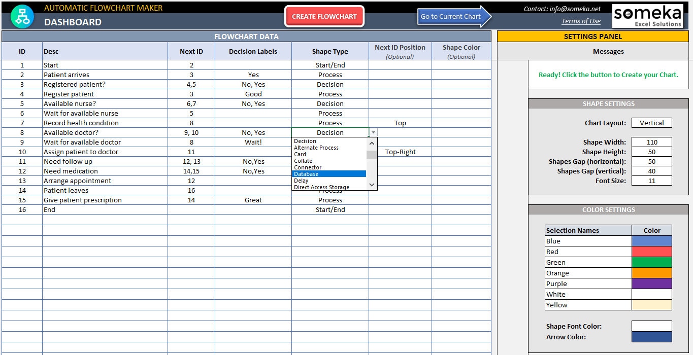Automatic Flowchart Maker Flowchart Generator Excel Etsy Uk