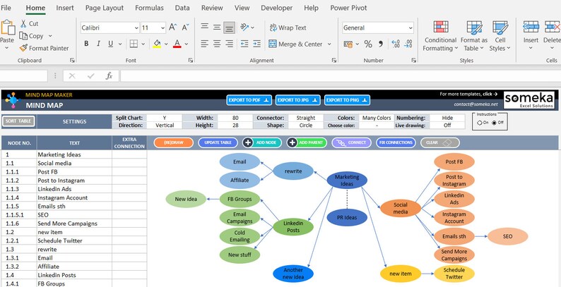 Mind Map Maker | Map Maker | Brainstorming Chart Maker | Excel ...