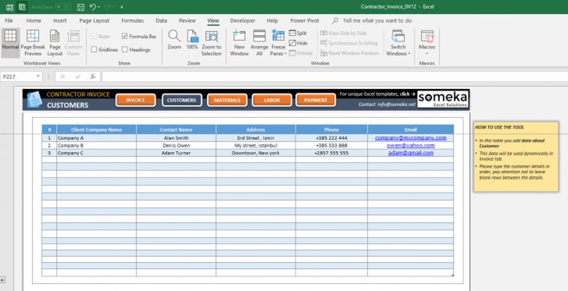 Contractor Invoice Template Invoice Spreadsheet Business Invoice ...