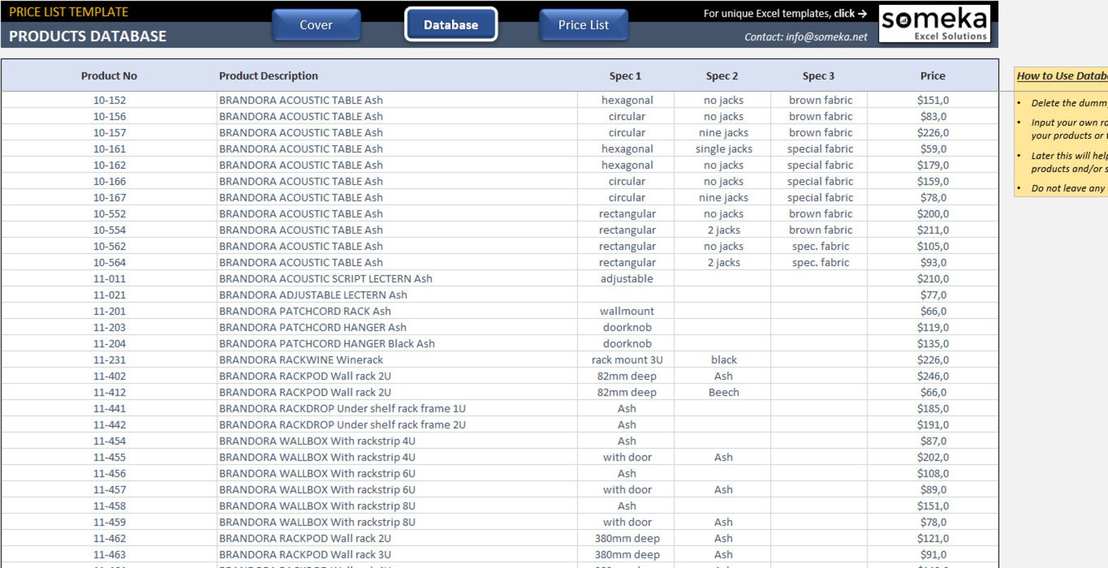 Modèle de liste de prix dans Excel Prêt à télécharger | Etsy