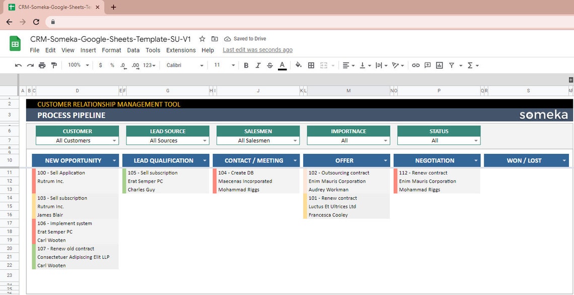 CRM Template Google Sheets Customer Relationship Management - Etsy