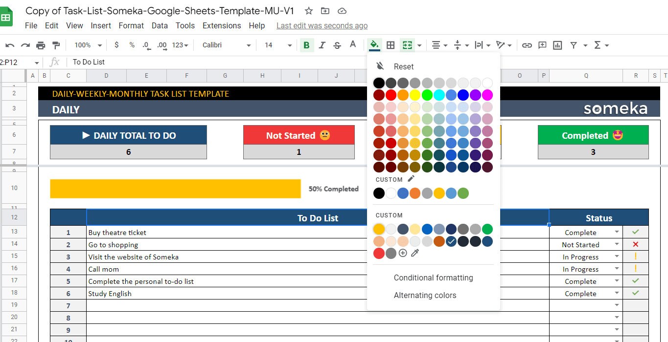 Daily-weekly-monthly Task List Google Sheets Template Task Tracking ...