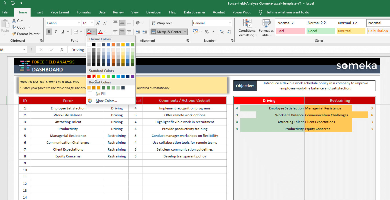 Force Field Analysis Template Excel Template Printable FFA Model ...