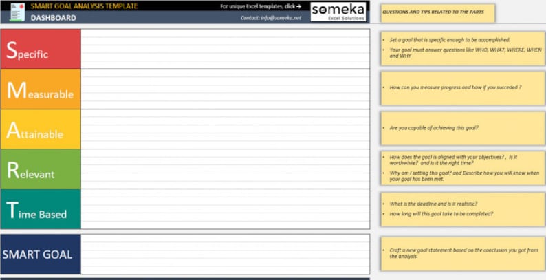 SMART Doelen Template Kant-en-klare Excel-sjabloon Slim - Etsy België