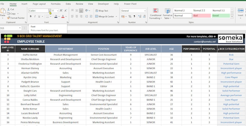 9 Box Grid Talent Management Excel Template: Employee Performance - Etsy