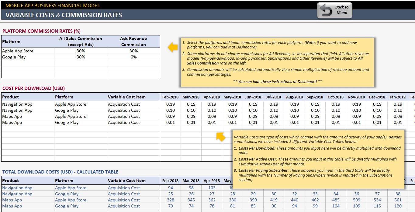 Revenue Model Excel Template