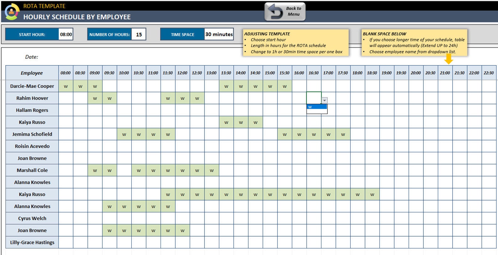 Rotation Schedule Excel Template | Employee Worksheet | Excel Template ...