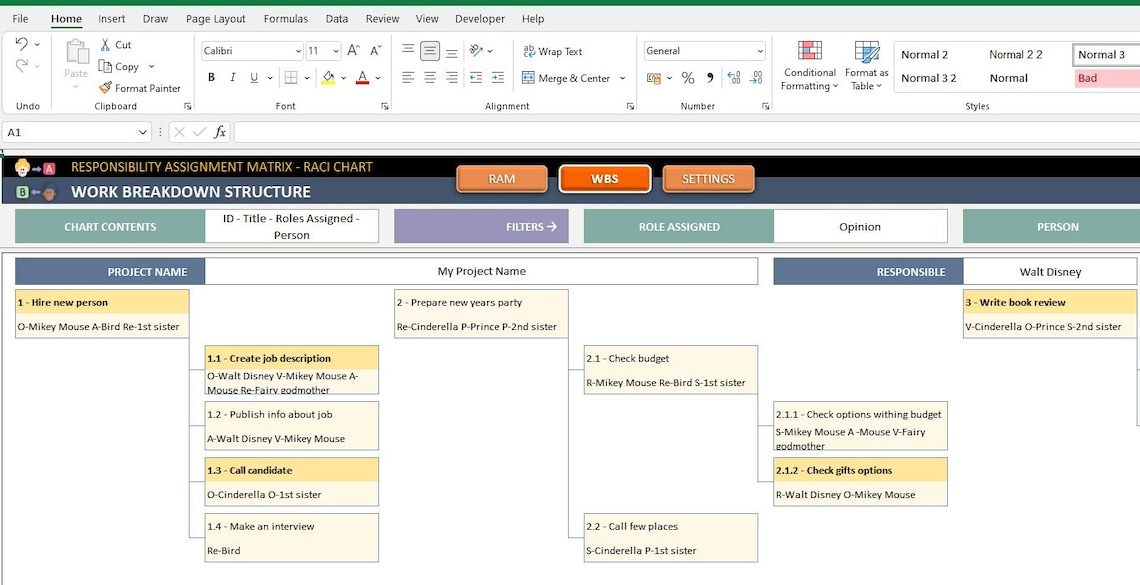 Responsibility Assignment Matrix | RACI Chart | Excel Template ...