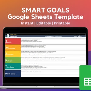SMART Goals Template: Printable Goal Planner in Google Sheets - Etsy