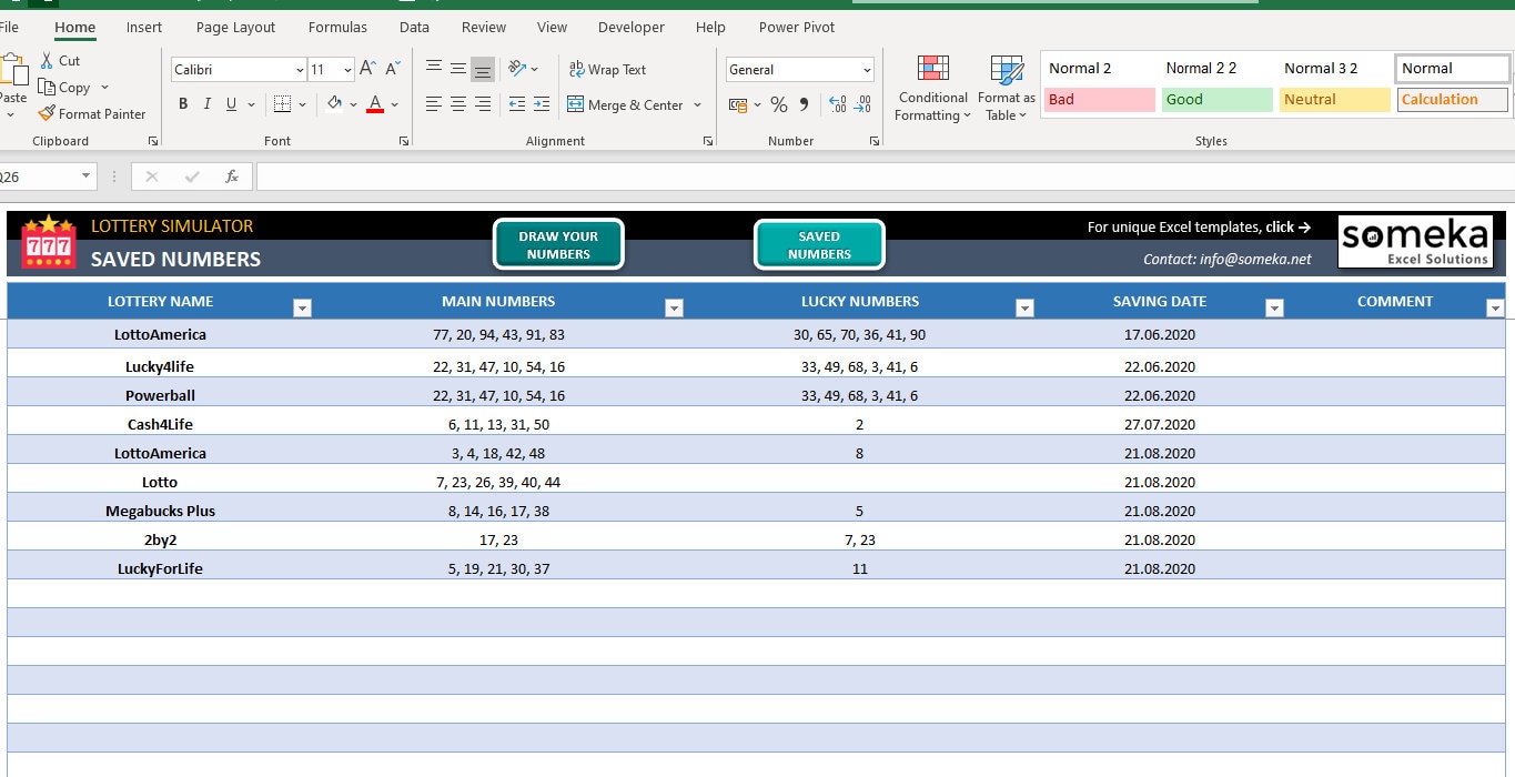 Excel Lottery Spreadsheet Templates