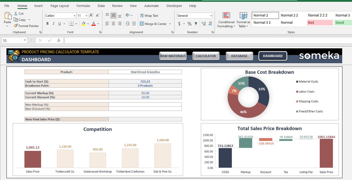 Product Pricing Excel Template Product Pricing Strategy Profit Tracker ...