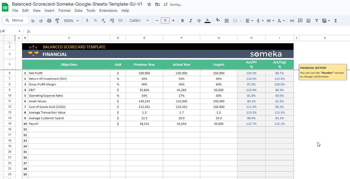 Balanced Scorecard | Google Sheets | BSC Model| Business Score Cards ...