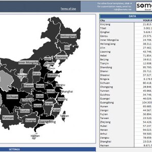 China Heat Map Excel Template | Geographic Data Visualization ...