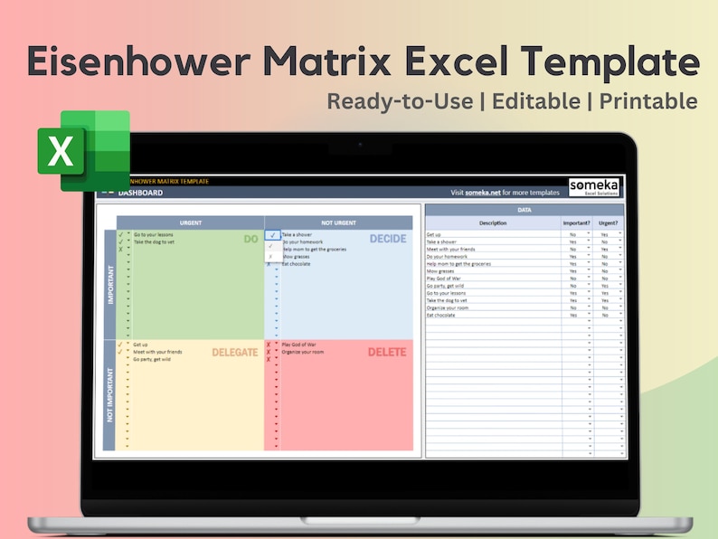 Eisenhower Matrix Excel Template: Task Priority Planner - Etsy