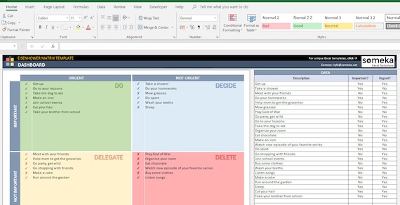 Matrix Excel Template