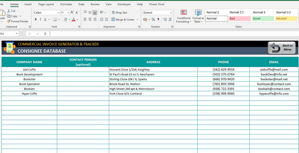 Commercial Invoice Tracker Excel Template | Invoicing Spreadsheet ...