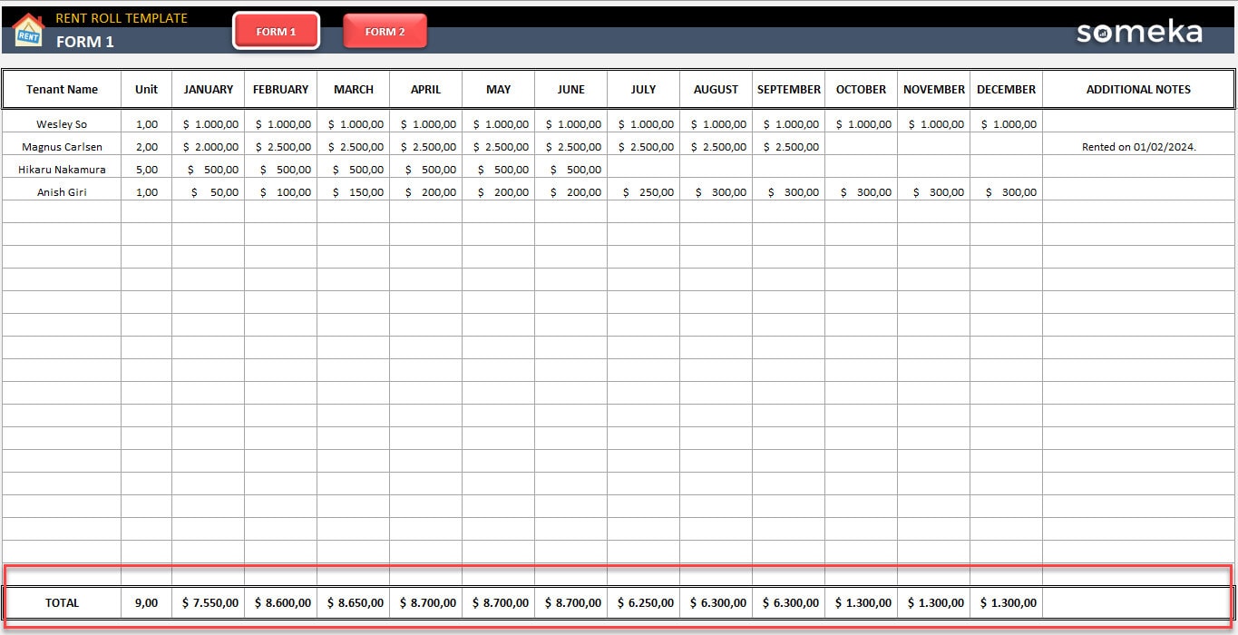 Rent Roll Template | Excel Template | Property Management Tool | for ...